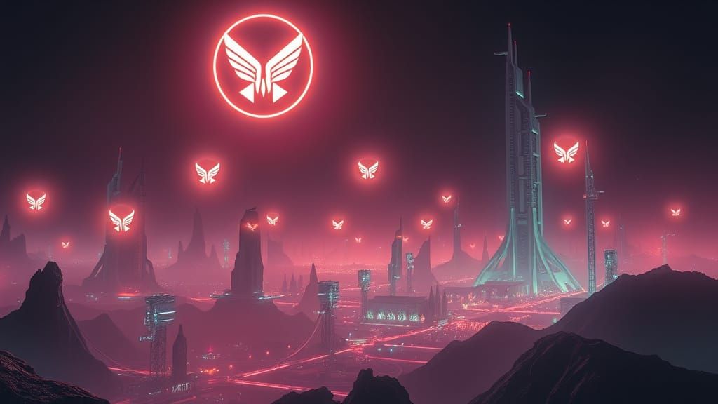 Surreal Futuristic Dreamscape with Neon Logos and ... - AI Art