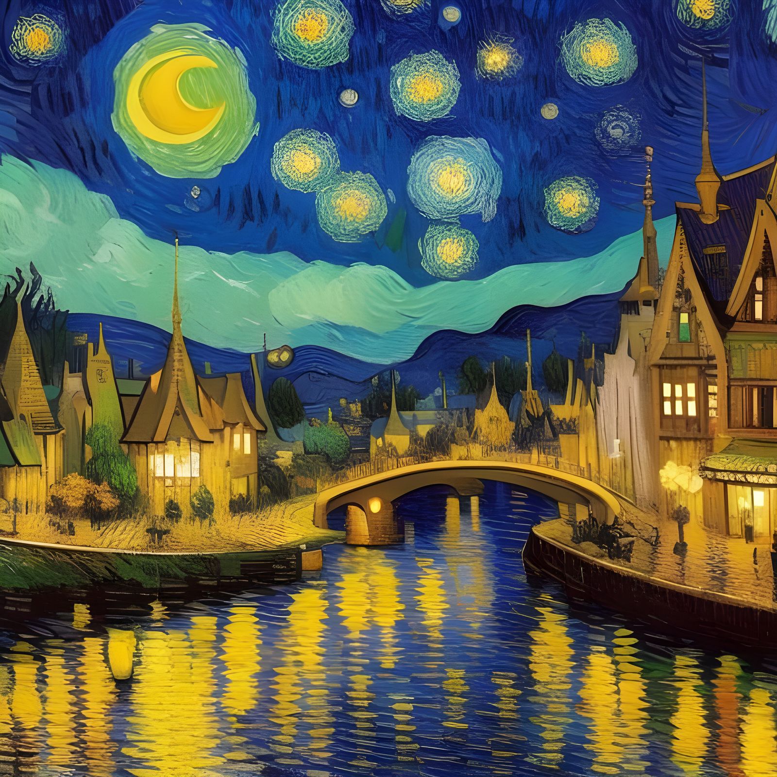 "Starry Night" Interpretation No. 4 - AI Generated Artwork - NightCafe ...