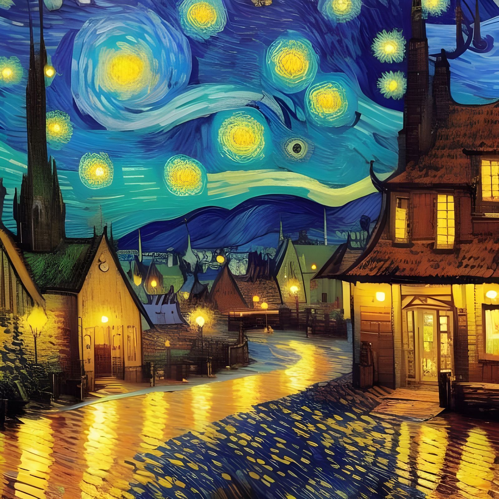 "Starry Night" Interpretation No. 2 - AI Generated Artwork - NightCafe ...