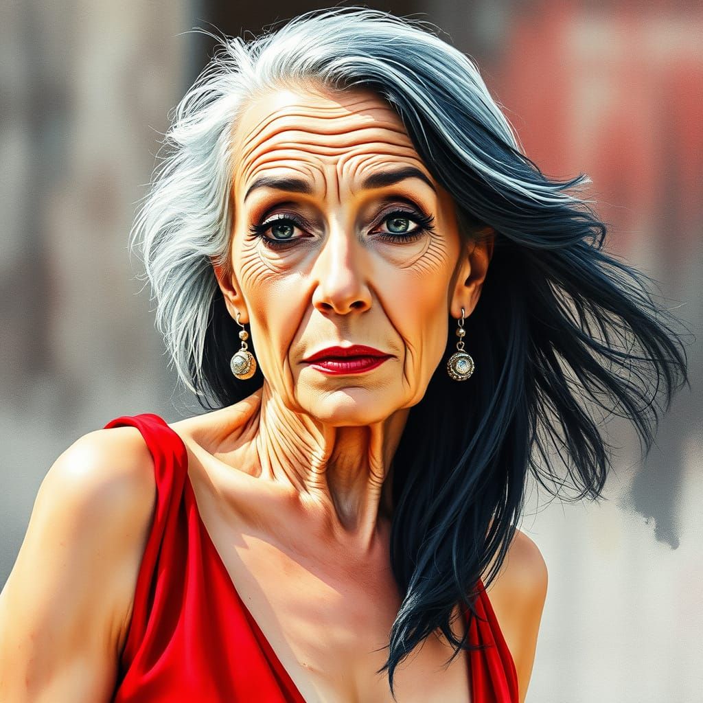 Elegant 1960s Streetwalker in Impressive Gouache M... - AI Art