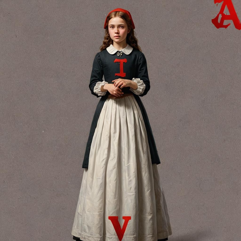 Hyperrealistic Puritan Girl with Scarlet Letter in... - AI Art
