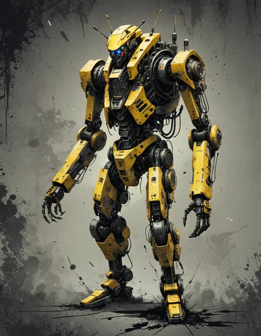 Menacing Yellow Robot - AI Generated Artwork - NightCafe Creator