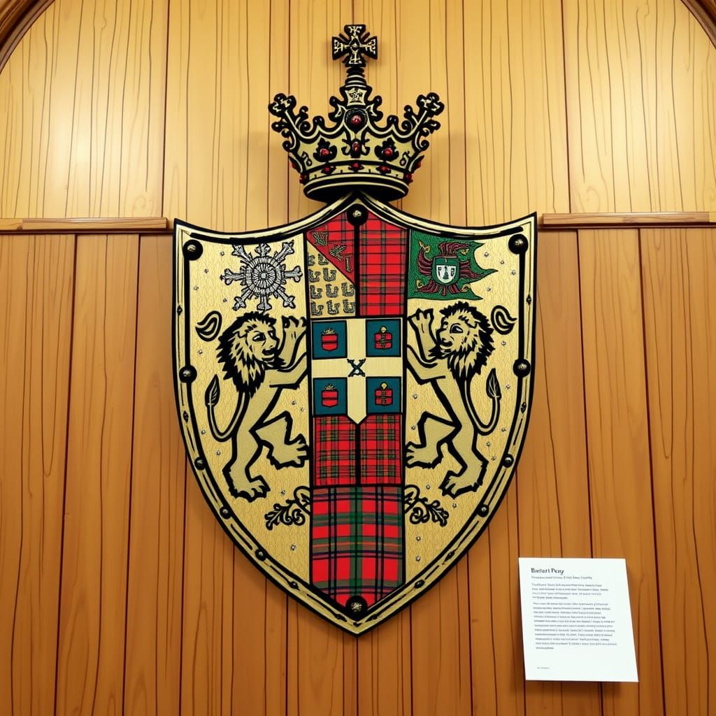 Robert the Bruce Royal shield on display at the Bruce Royal museum done ...