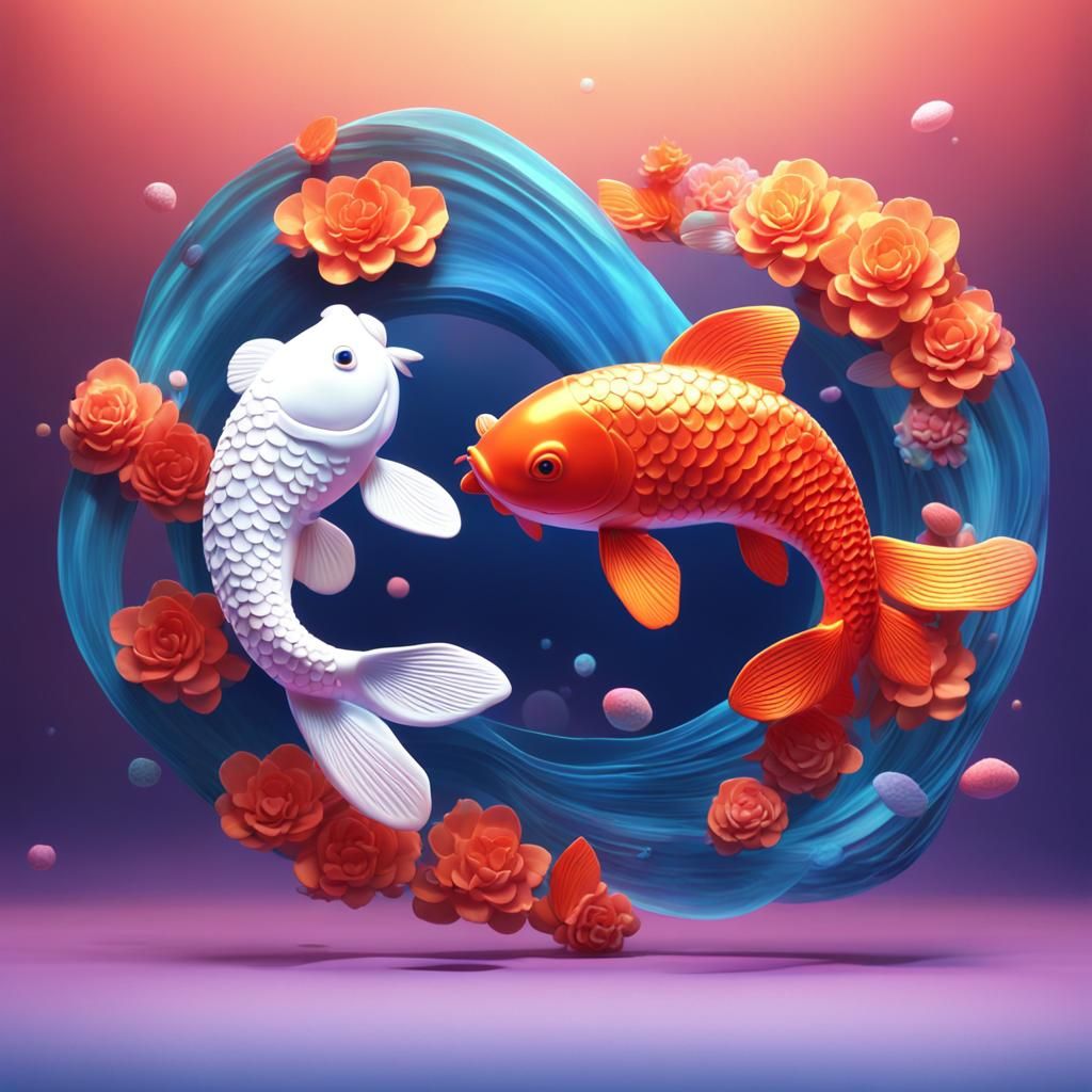 Dance of the Yin Yang Koi - AI Generated Artwork - NightCafe Creator