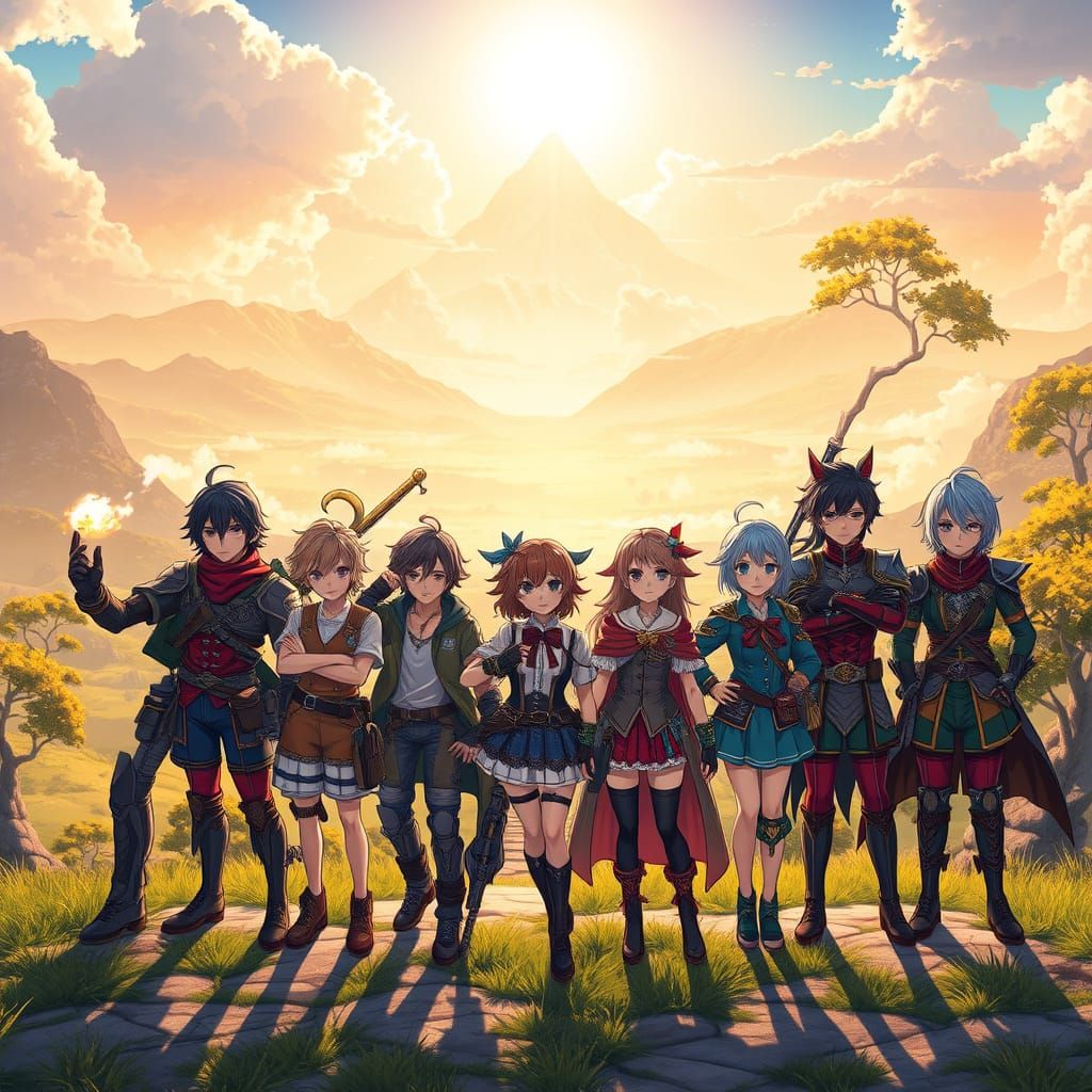 Heroic Anime Video Game Characters in a Vibrant Xe... - AI Art