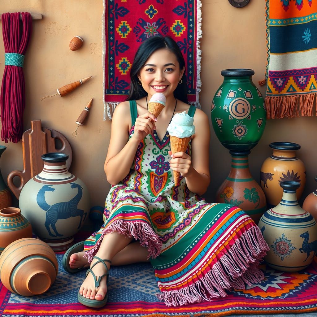 Joyful Whimsy: Becky Savoring Vibrant Llama Drama ... - AI Art