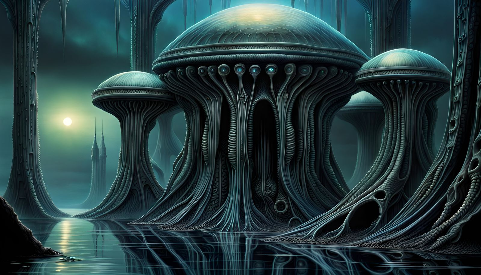 countless extraterrestrial creatures tentactles evil look dark and deep ...