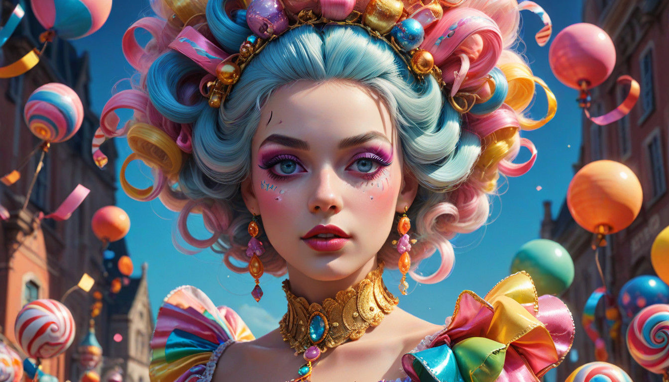 Whimsical Marie Antoinette in Extravagant Drag for... - AI Art