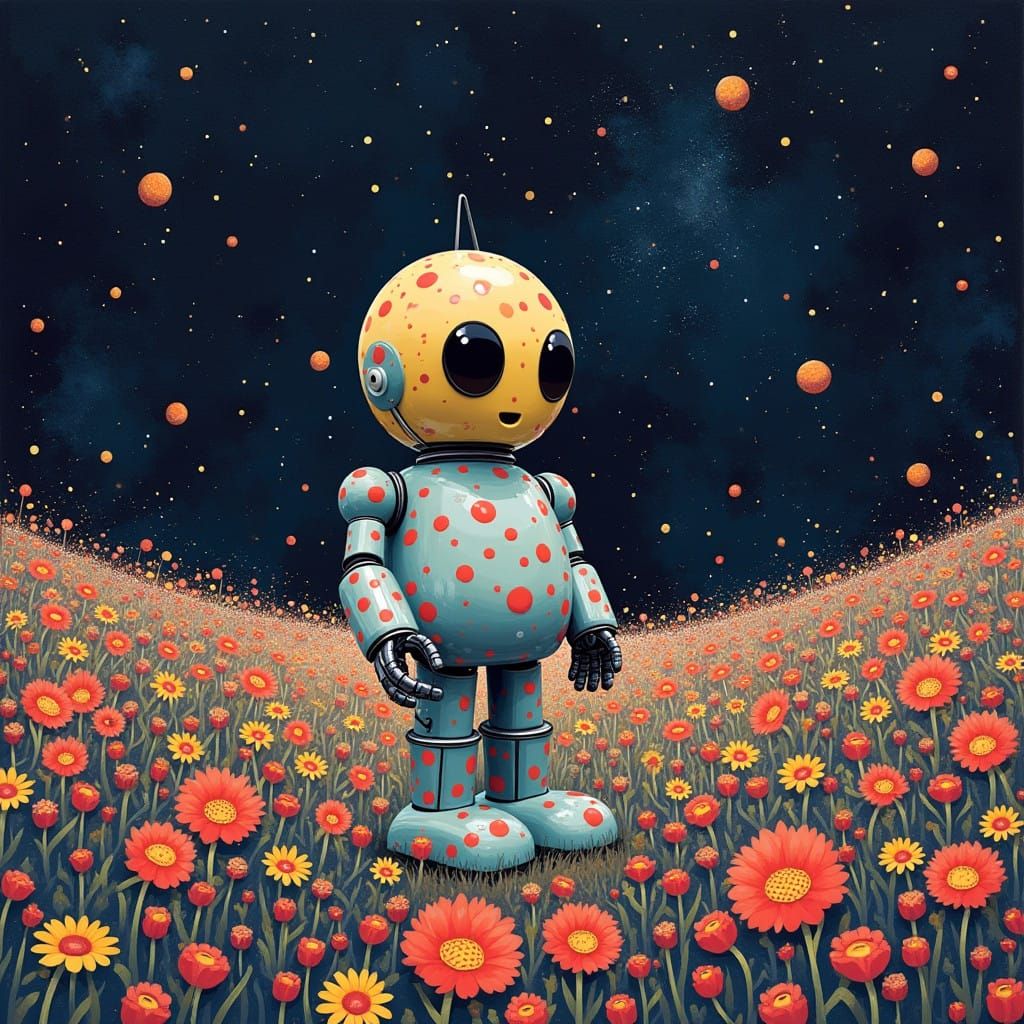 Cosmic Robot in the Milky Way Galaxy - AI Art