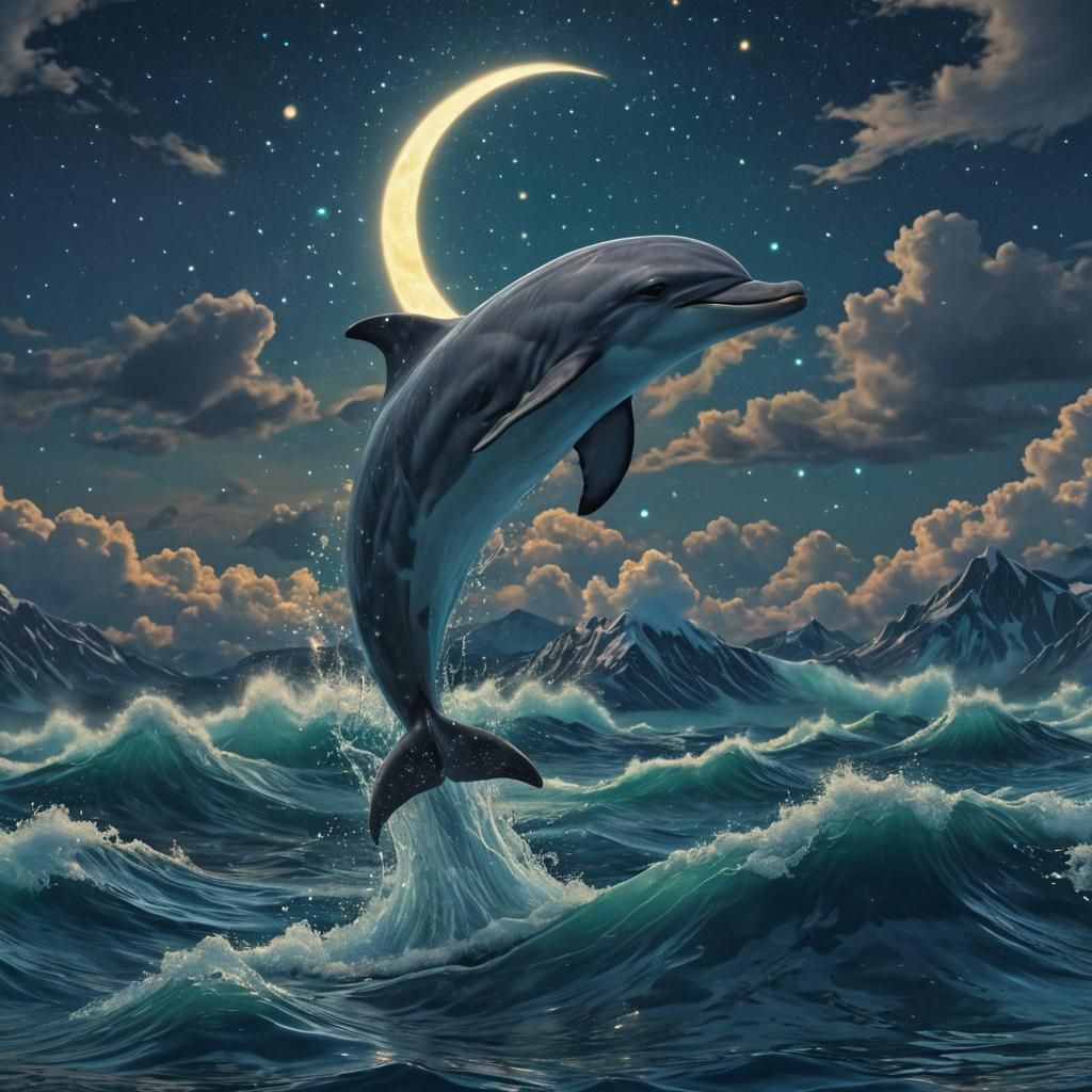 Dolphin Night 2 - AI Generated Artwork - NightCafe Creator