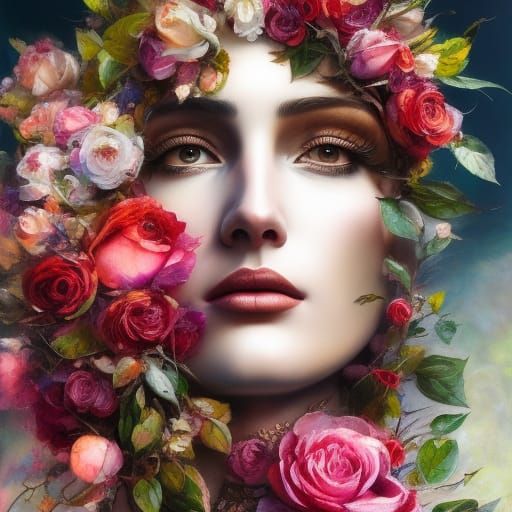 Portrait of the Rose Goddess :: covered in Roses :: by Michael Kaluta ...