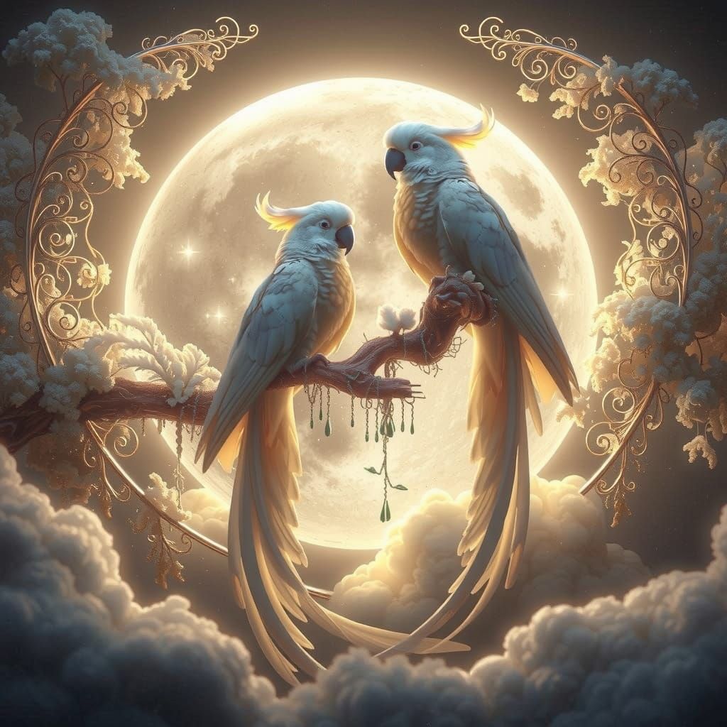 Two Cockatoos sitting on a branch - Vibrant Sulphur-Crested ...