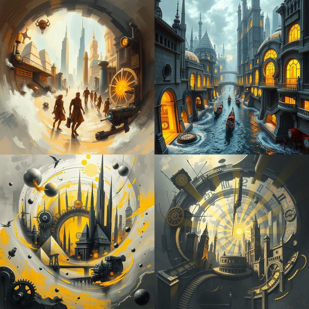 Ethereal Timeless Realms Emerge in Vibrant Grey an... - AI Art