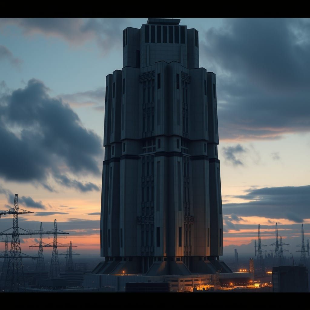 Giant evil brutalist tower - Colossal Brutalist Skyscraper,