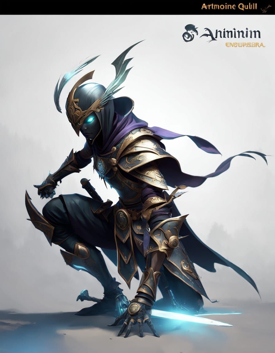 Ethereal High Elf Ninja Assassin Under Moonlit Ski... - AI Art