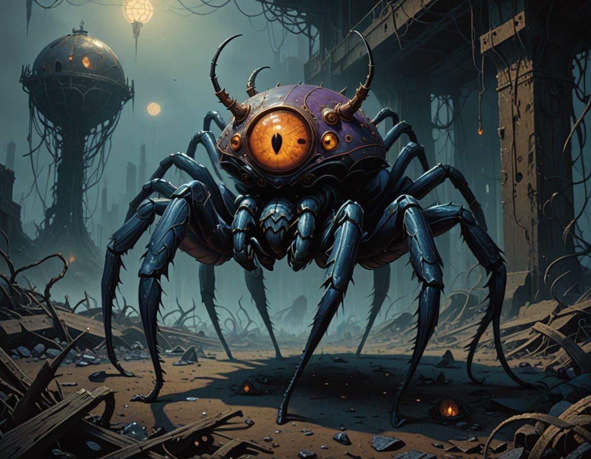 Cyberpunk Horror Spider Abomination - AI Art