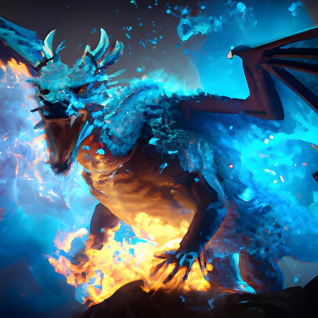 Blue Dragon Breathing Fire - AI Generated Artwork - NightCafe Creator