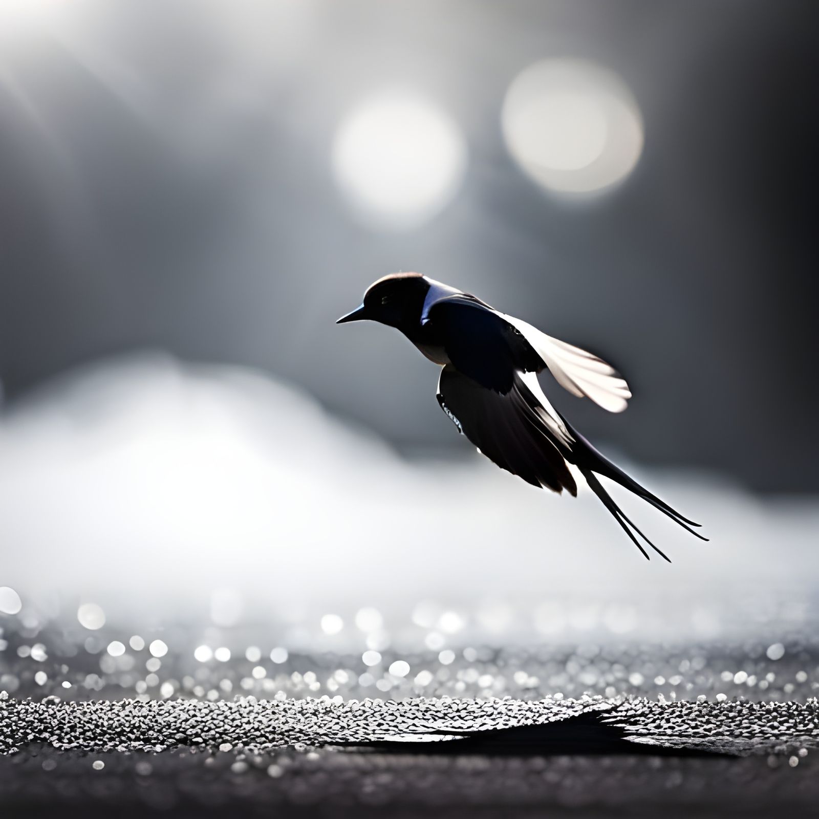 Bird landing on it´s shadow - AI Generated Artwork - NightCafe Creator