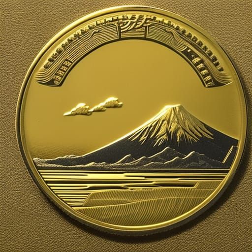 Mt Fuji gold coin - AI Generated Artwork - NightCafe Creator