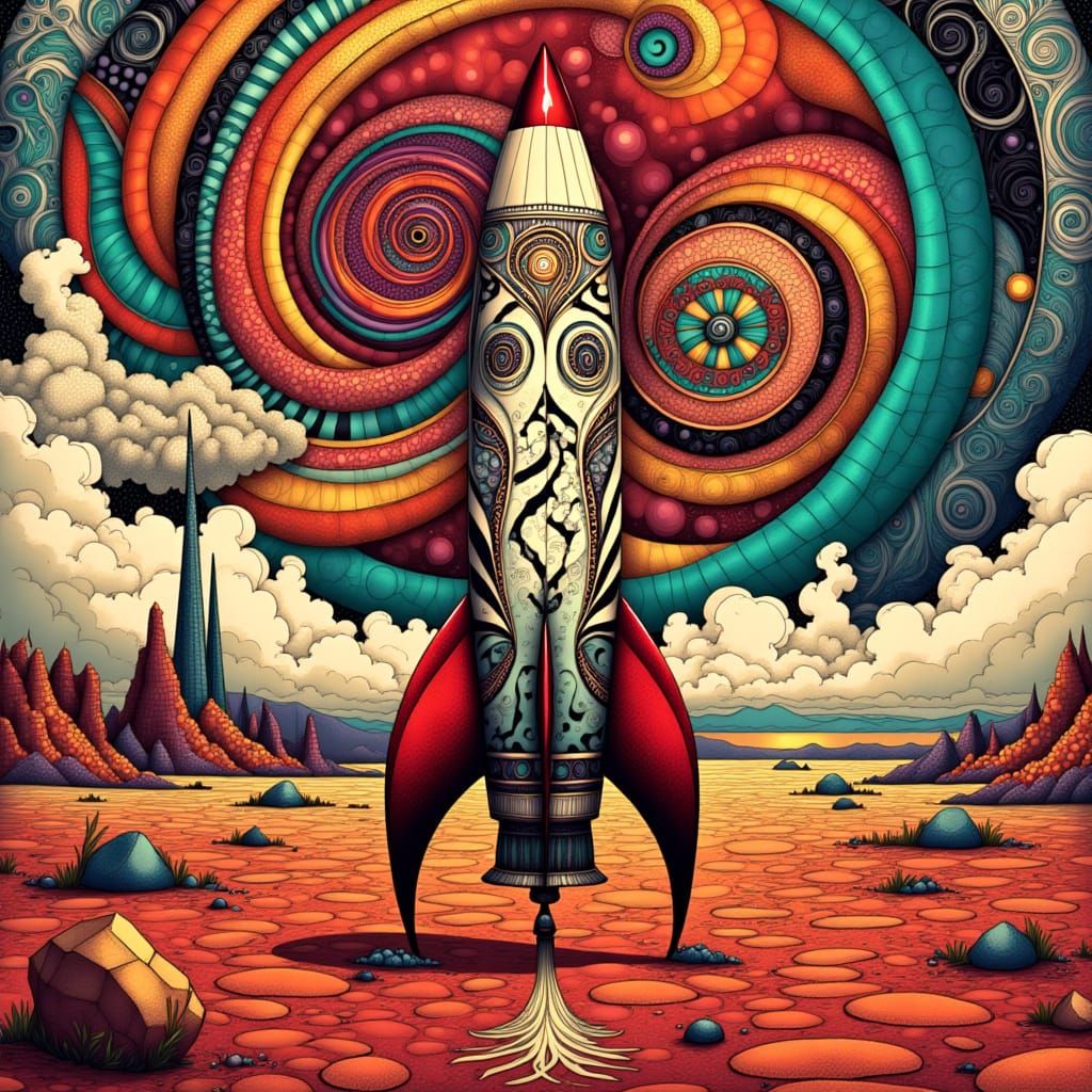 Zentangle Rocket - Cosmic Zentangle Rocket
