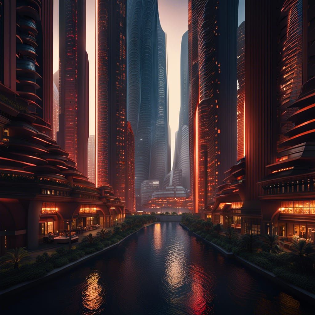 A veiw of Aether, the capital city of Atlan... - AI Generated Artwork ...
