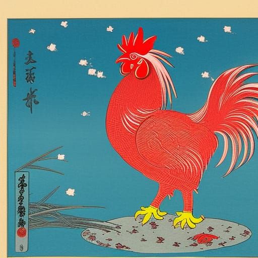 Rooster-on-the-Moon-looking-at-Earth Rooster-standing-on-Lunar-surface ...