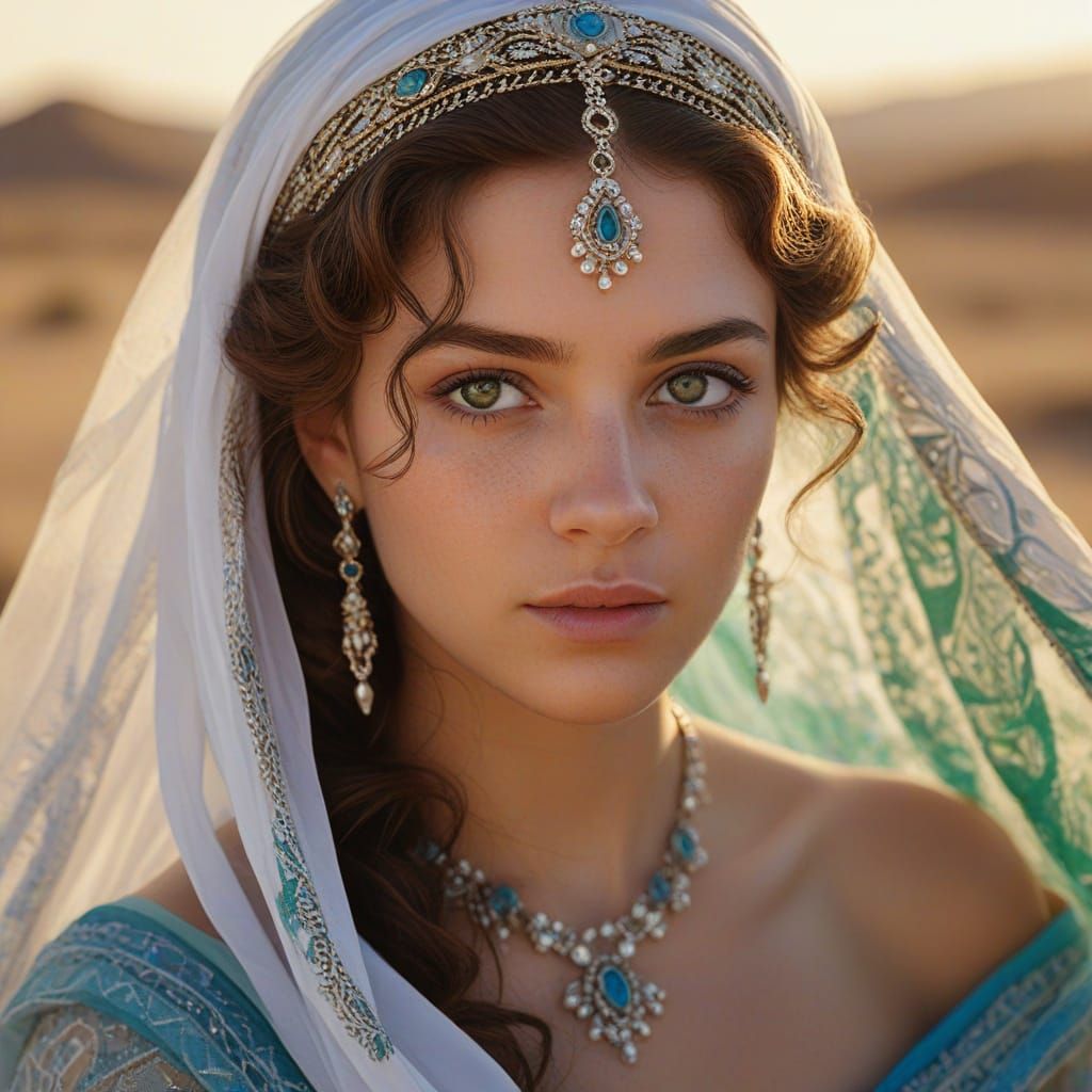 Desert Princess Portrait in Donatellian Style - AI Art