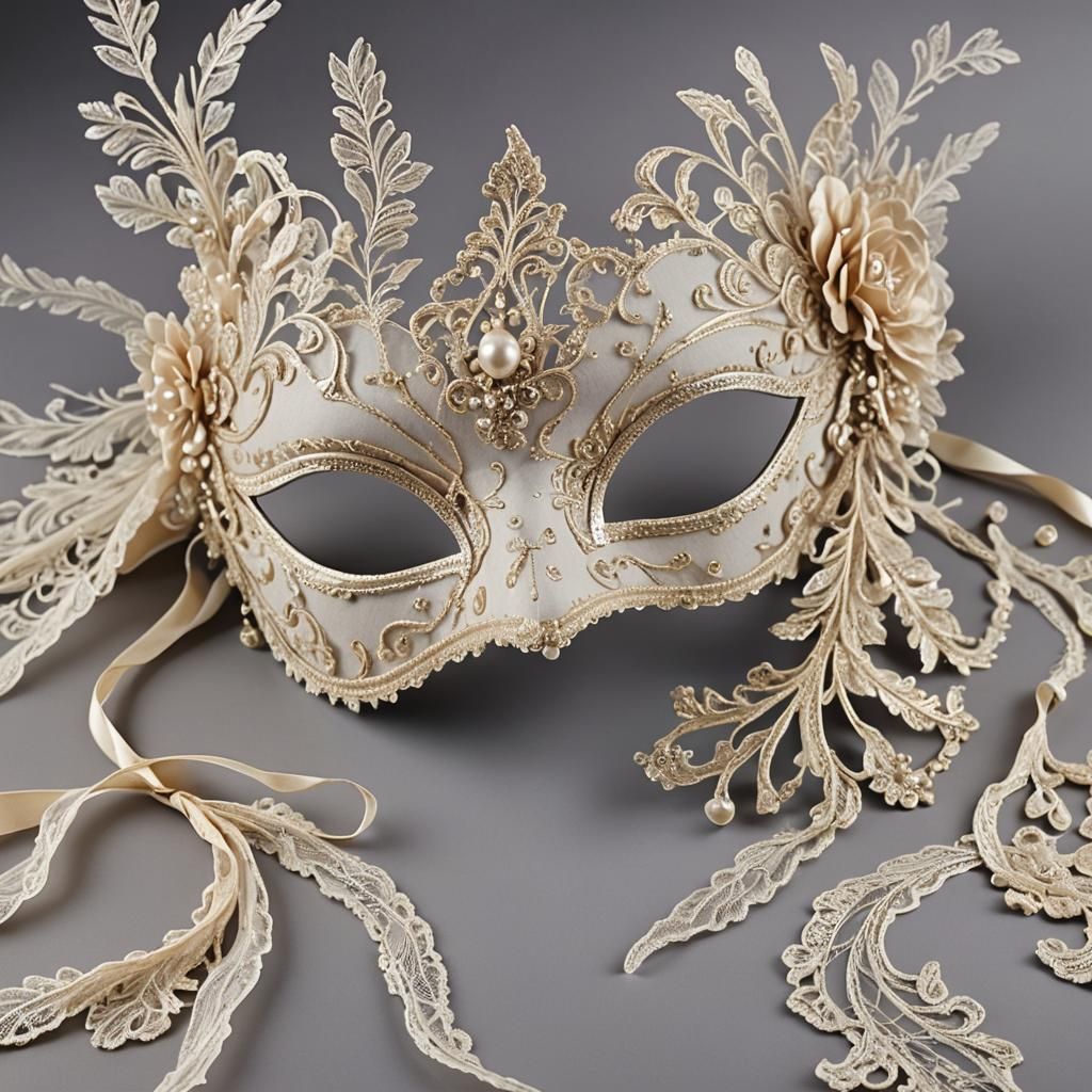 A hyper-realistic, intricately designed masquerade ball mask, crafted ...