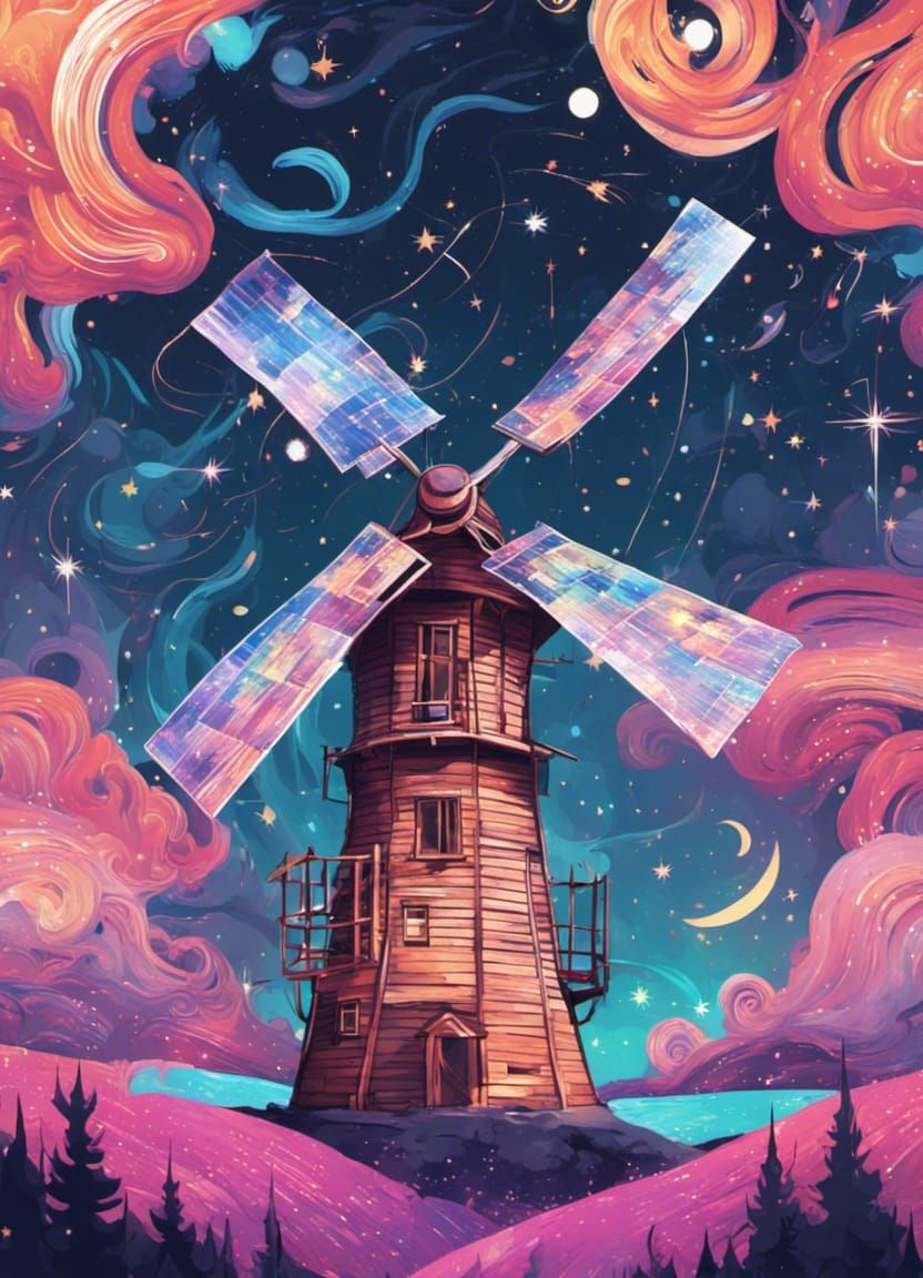 Solar Windmill - AI Generated Artwork - NightCafe Creator