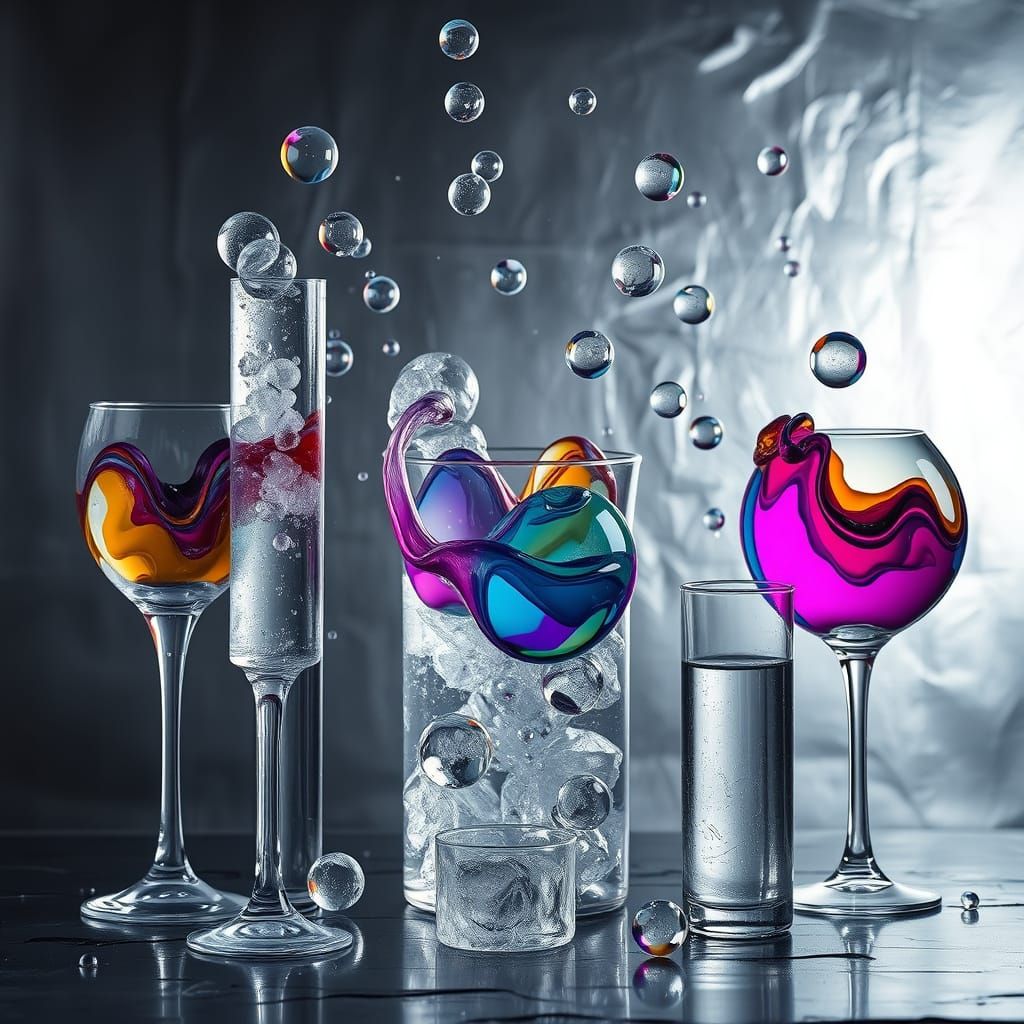 Mesmerizing Multicolored Bubbles in Glass Cylinder... - AI Art