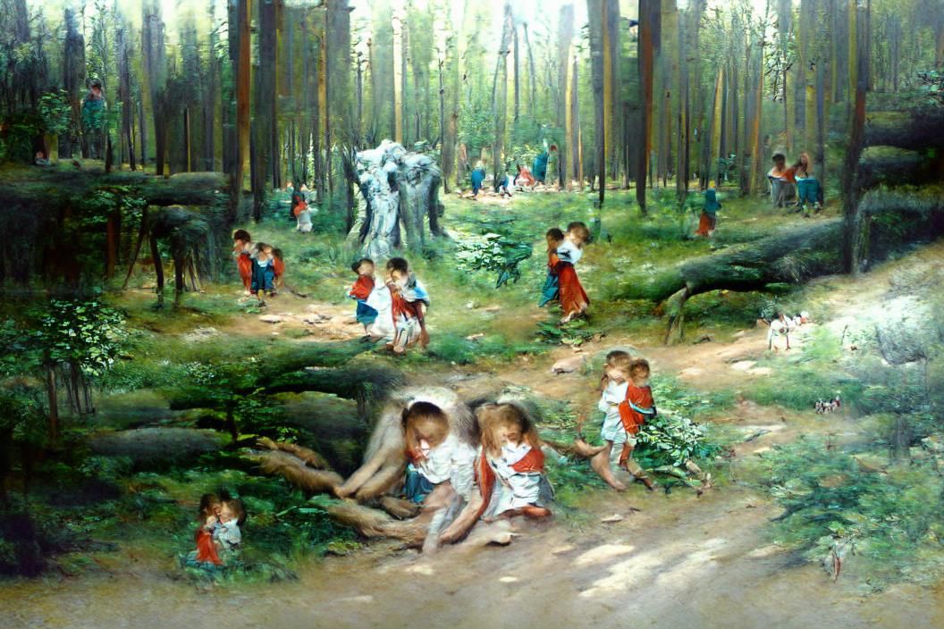 Children in the forest - AI Generated Artwork - NightCafe Creator
