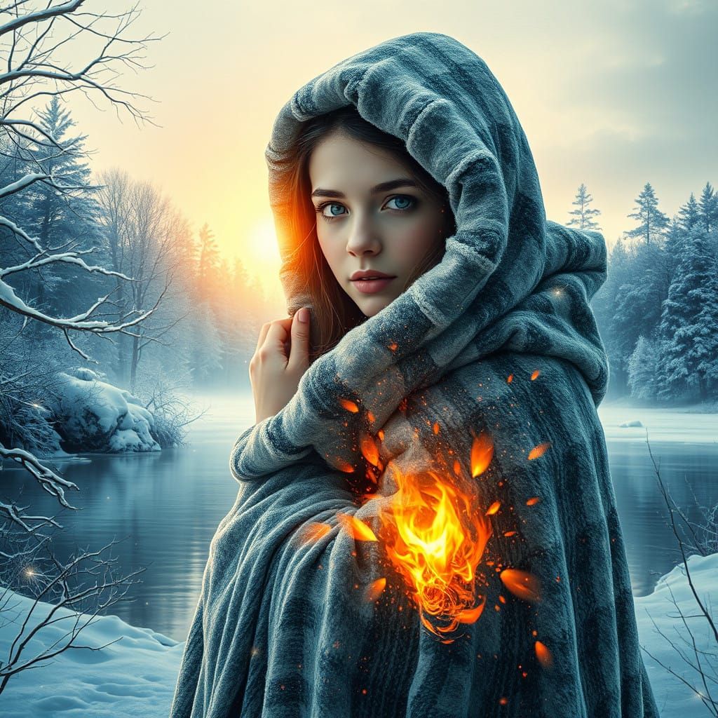 A touch of Frost - Enchanted Winter Scene in Pollock-Inspire...