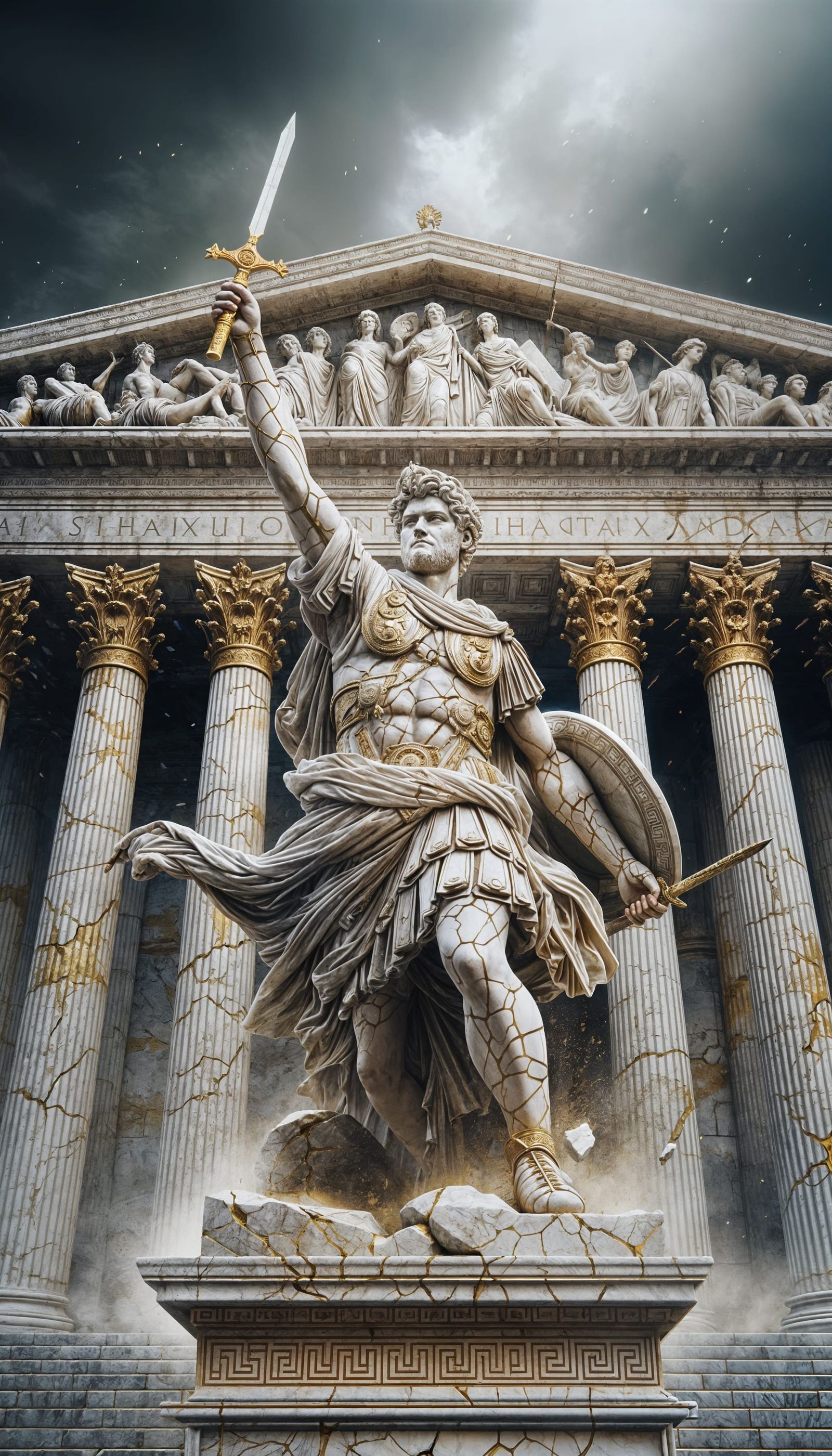 "Ad victoriam" - Ancient Roman Warrior in Golden Glory