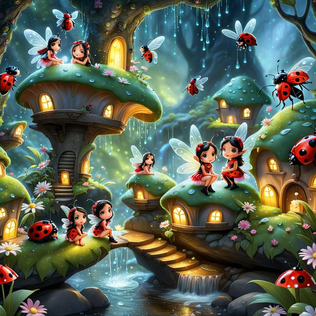 Ladybug Fairy Village - AI Generated Artwork - NightCafe Creator