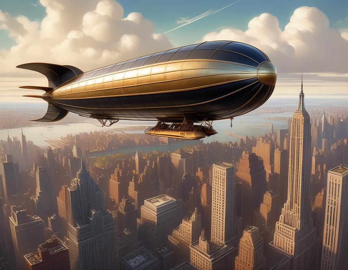 Art Deco Zeppelin - AI Generated Artwork - NightCafe Creator