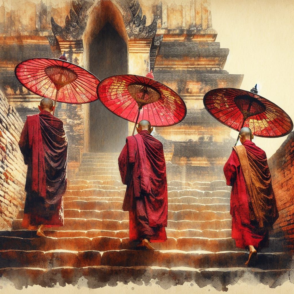 Three Buddhist monks - Three Buddhist monks