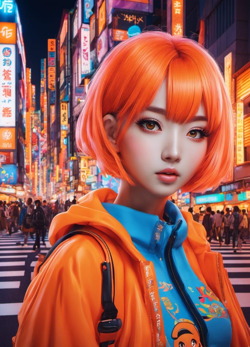 Orange Kawaii Portrait - AI Generated Artwork - NightCafe Creator