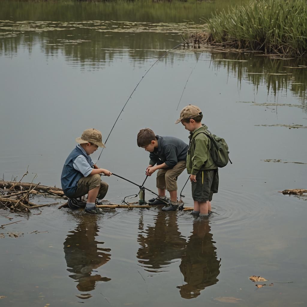 brothers fishing - AI Generated Artwork - NightCafe Creator