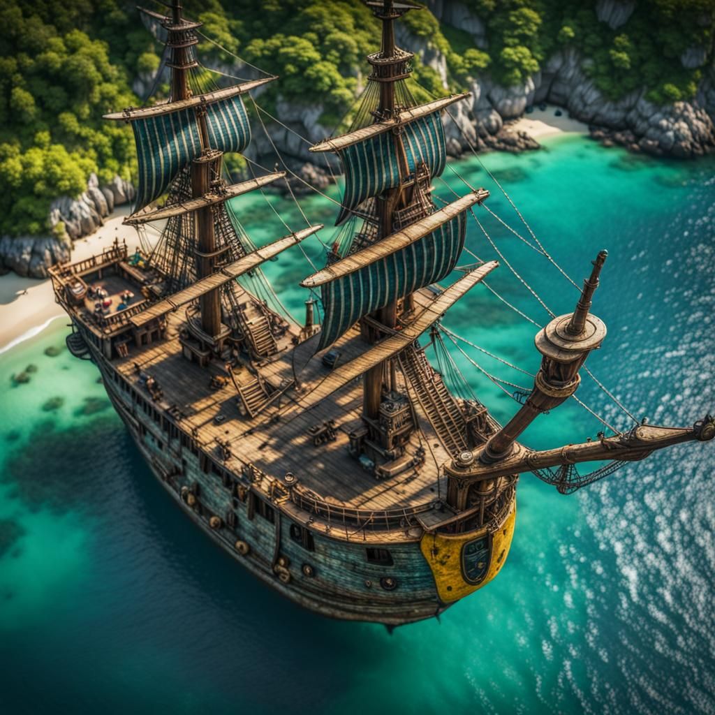 rustic pirate ship in island oasis - AI Generated Artwork - NightCafe ...