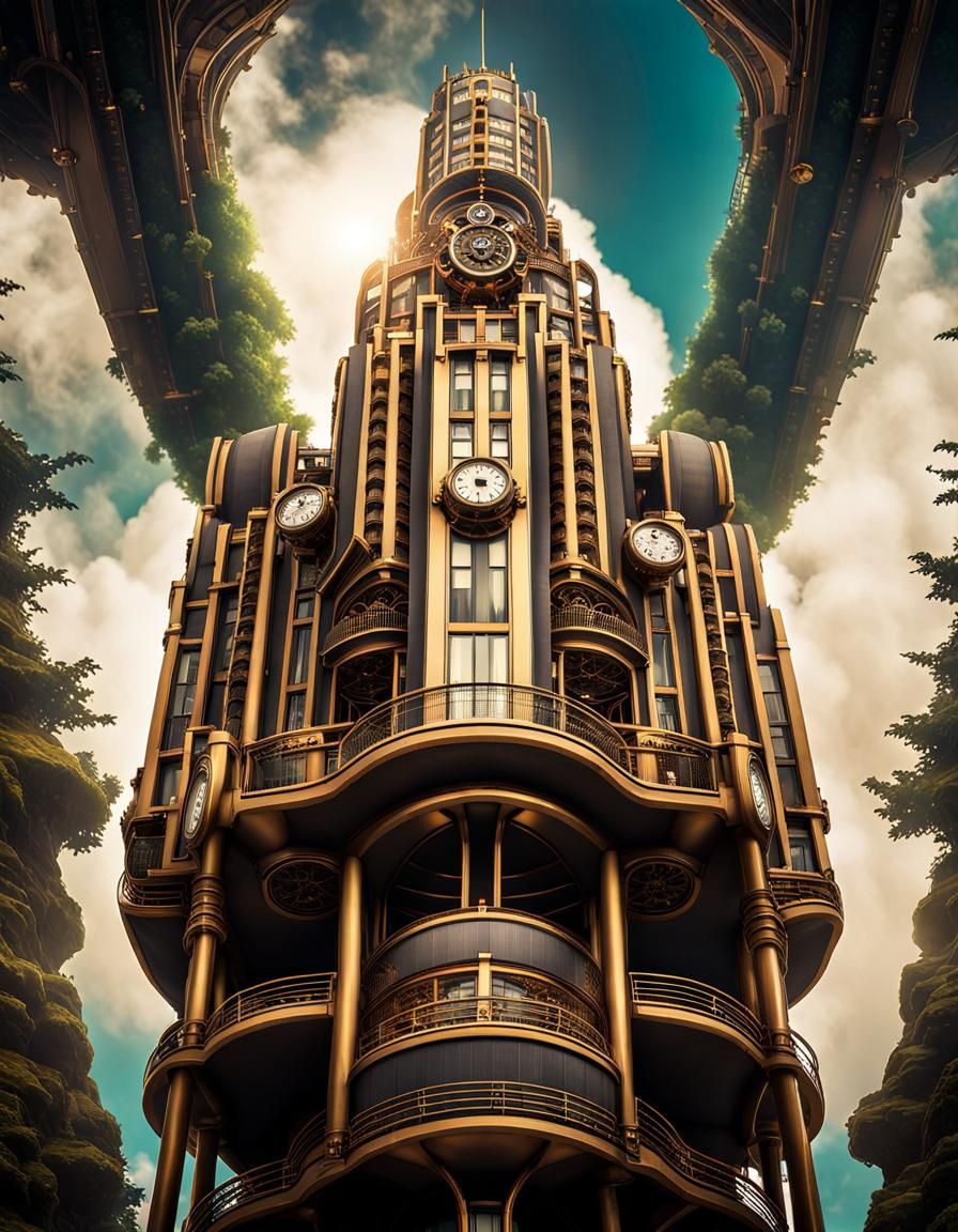 Art Deco Building with a Steampunk Touch v8 - AI Generated Artwork ...