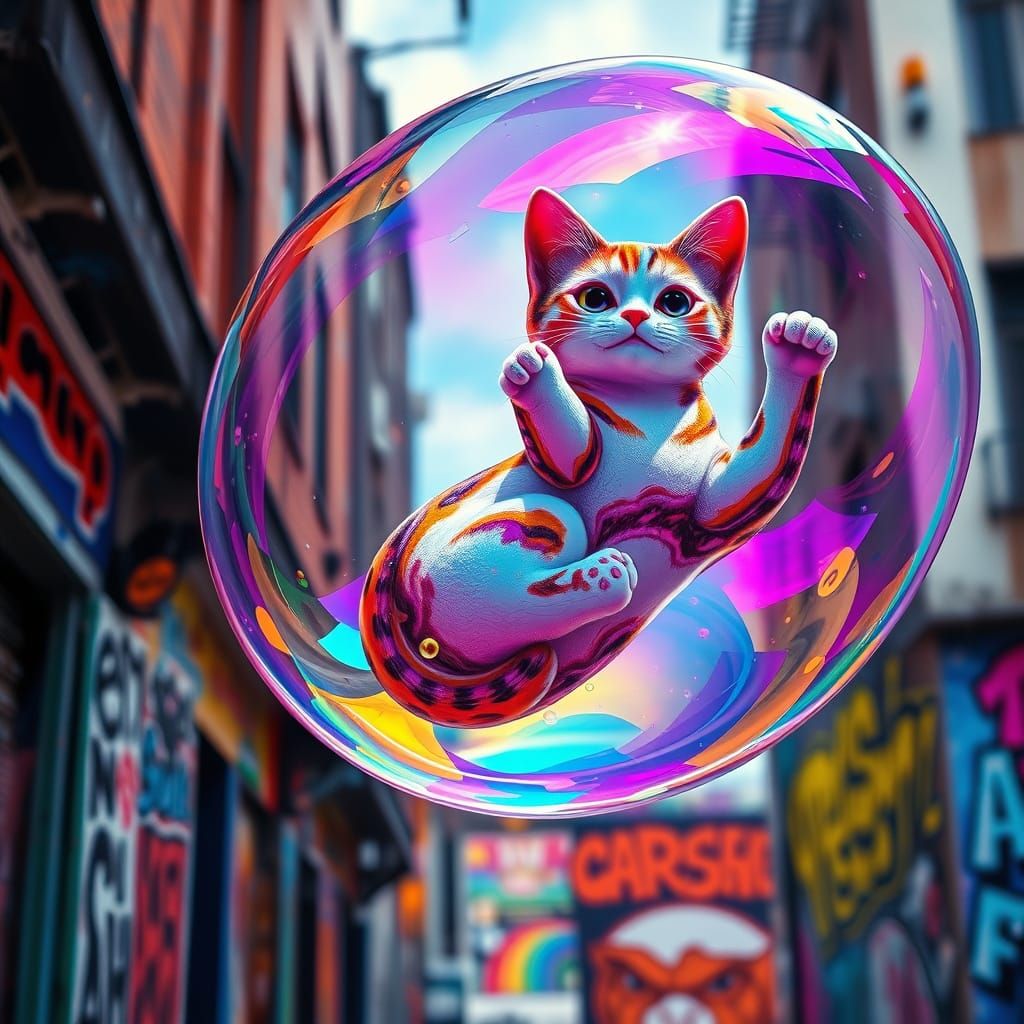 Bubble cat - Vibrant Urban Soap Bubbles Cats