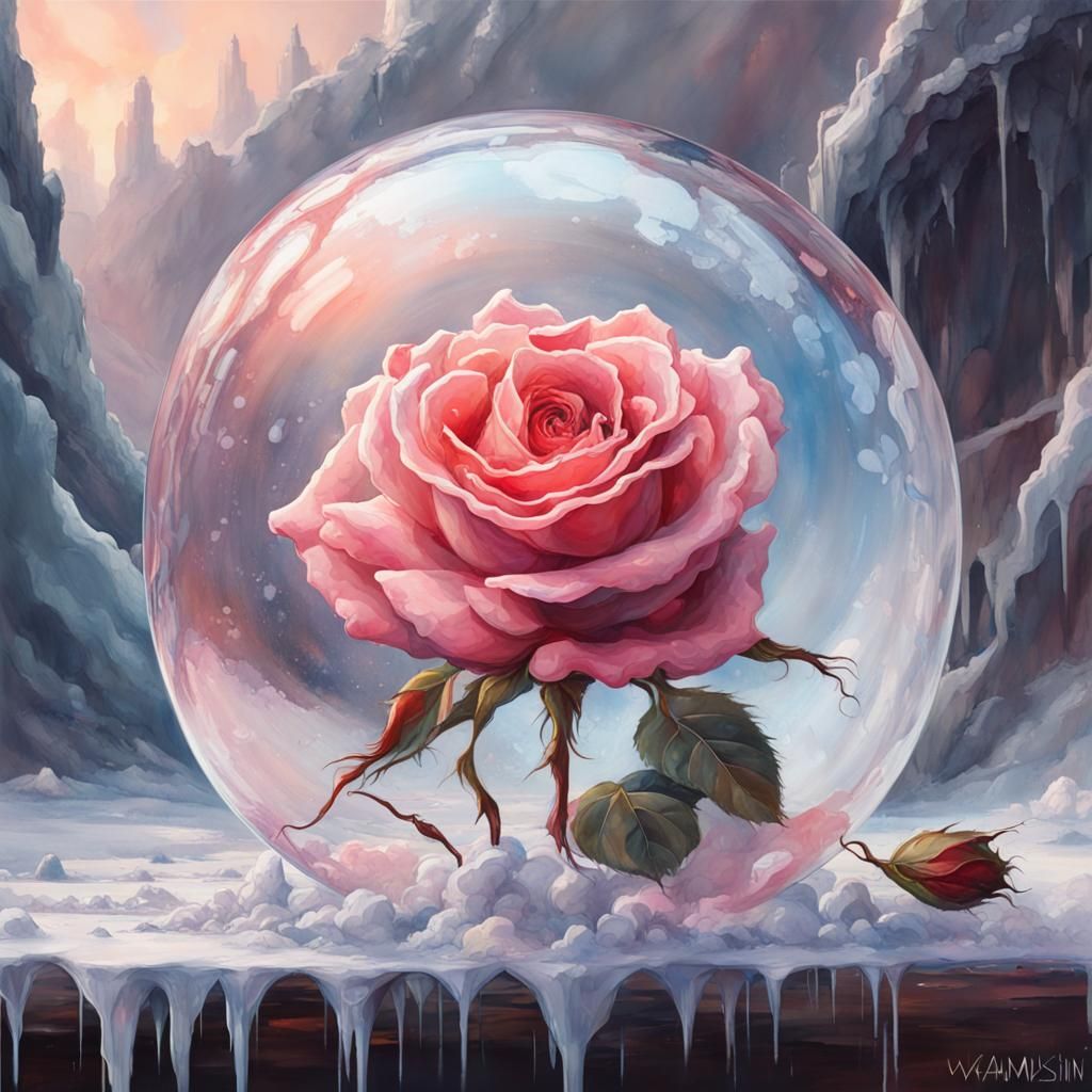 surreal rose in a bubble - AI Generated Artwork - NightCafe Creator