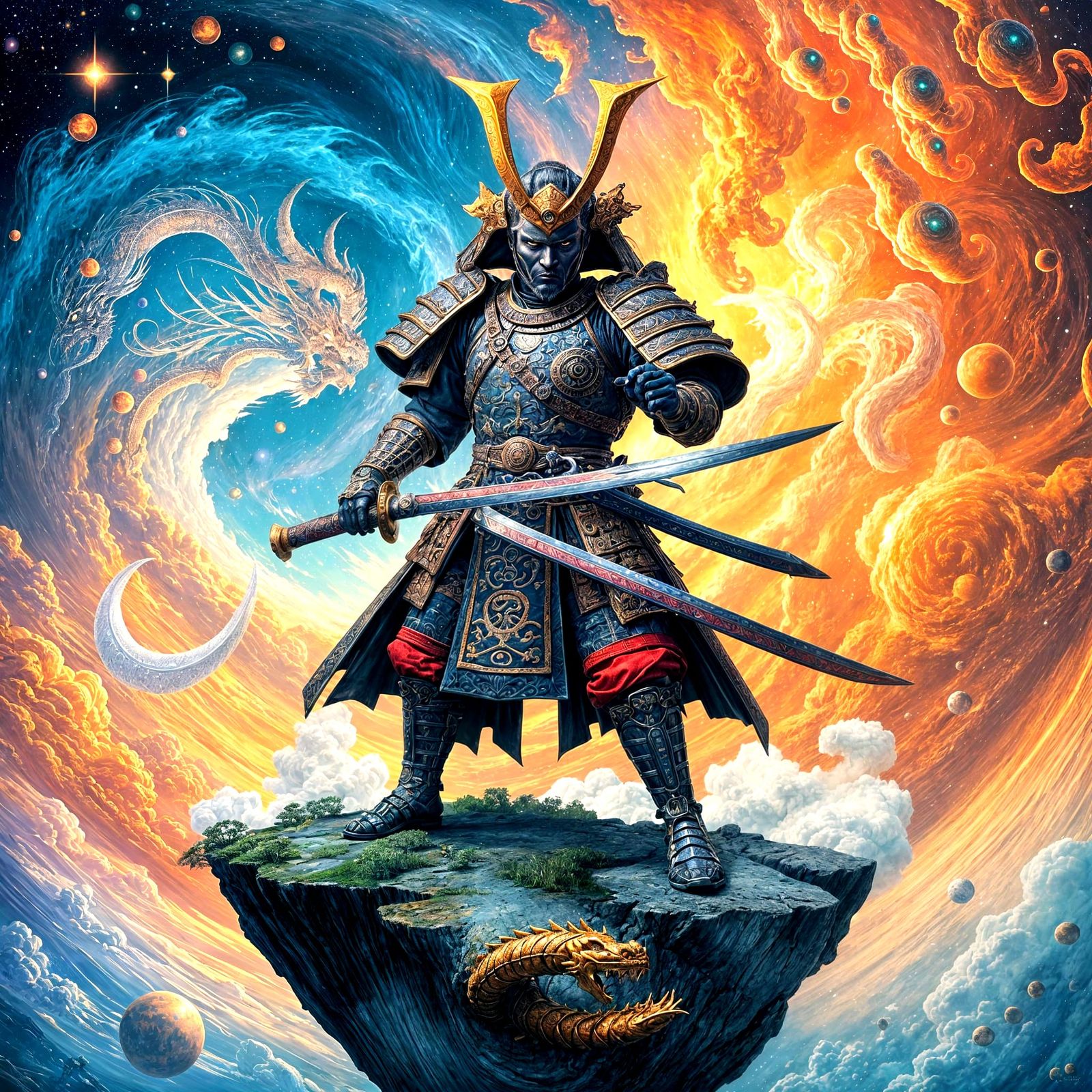 Dungeons and Dragons A majestic samurai warrior, clad in intricately ...