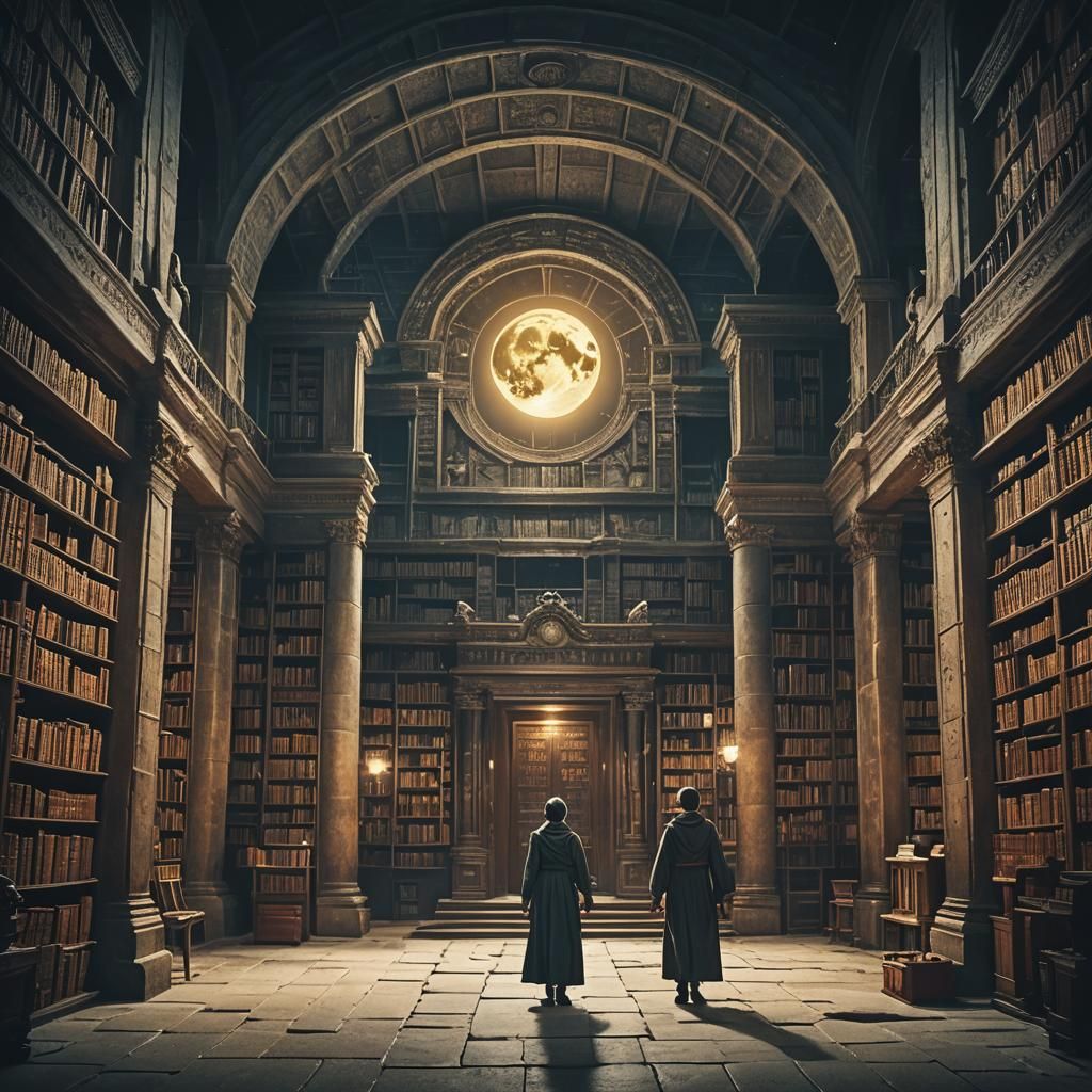 Grand entrance of the Ancient Library, Moon - AI Generated Artwork ...