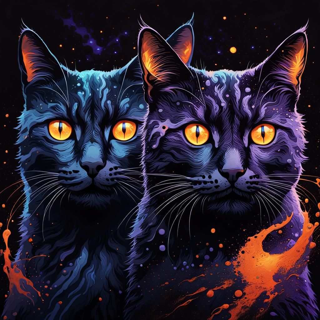 Mysterious Sludge Cats Gaze into the Void - AI Art