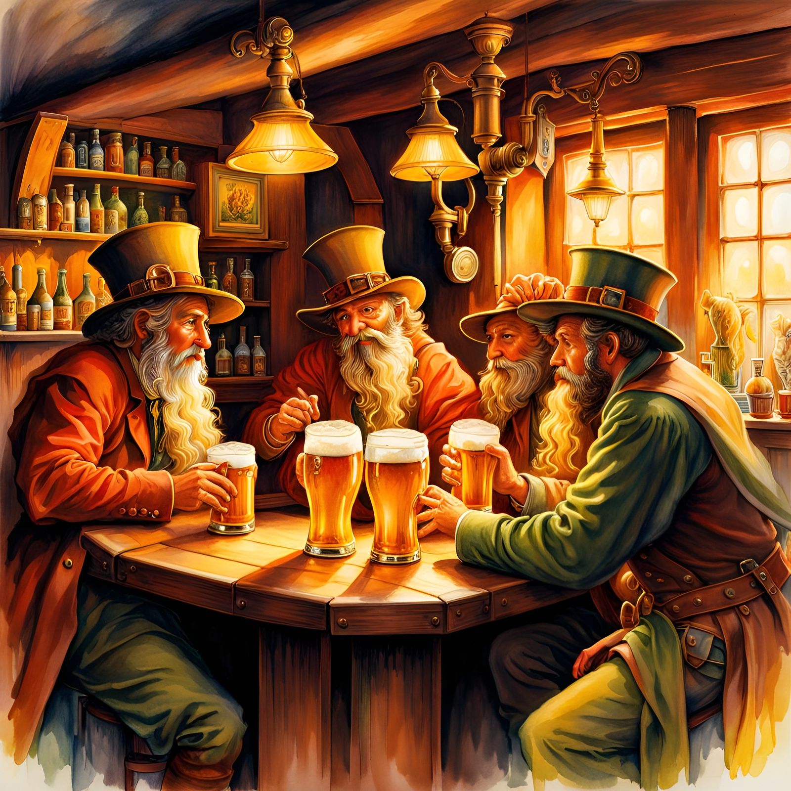 Leprechauns At The Bar - AI Generated Artwork - NightCafe Creator