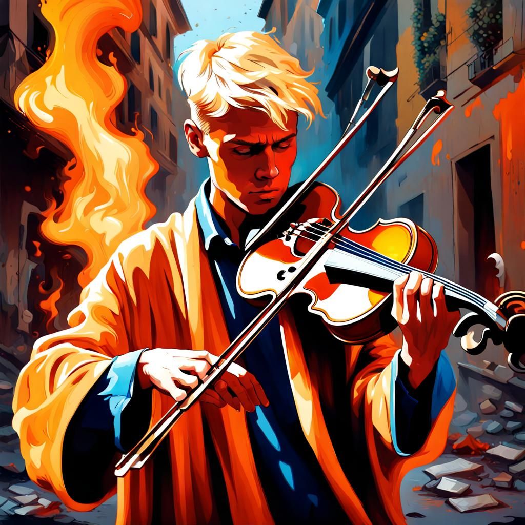 Nero playing the fiddle while Rome burnt. - AI Generated Artwork ...