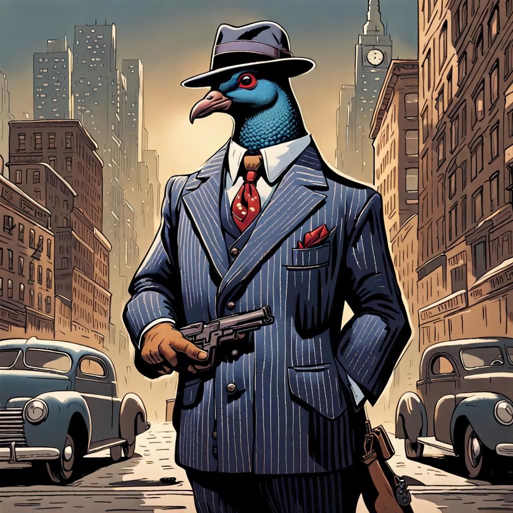 Gangster pigeon - AI Generated Artwork - NightCafe Creator