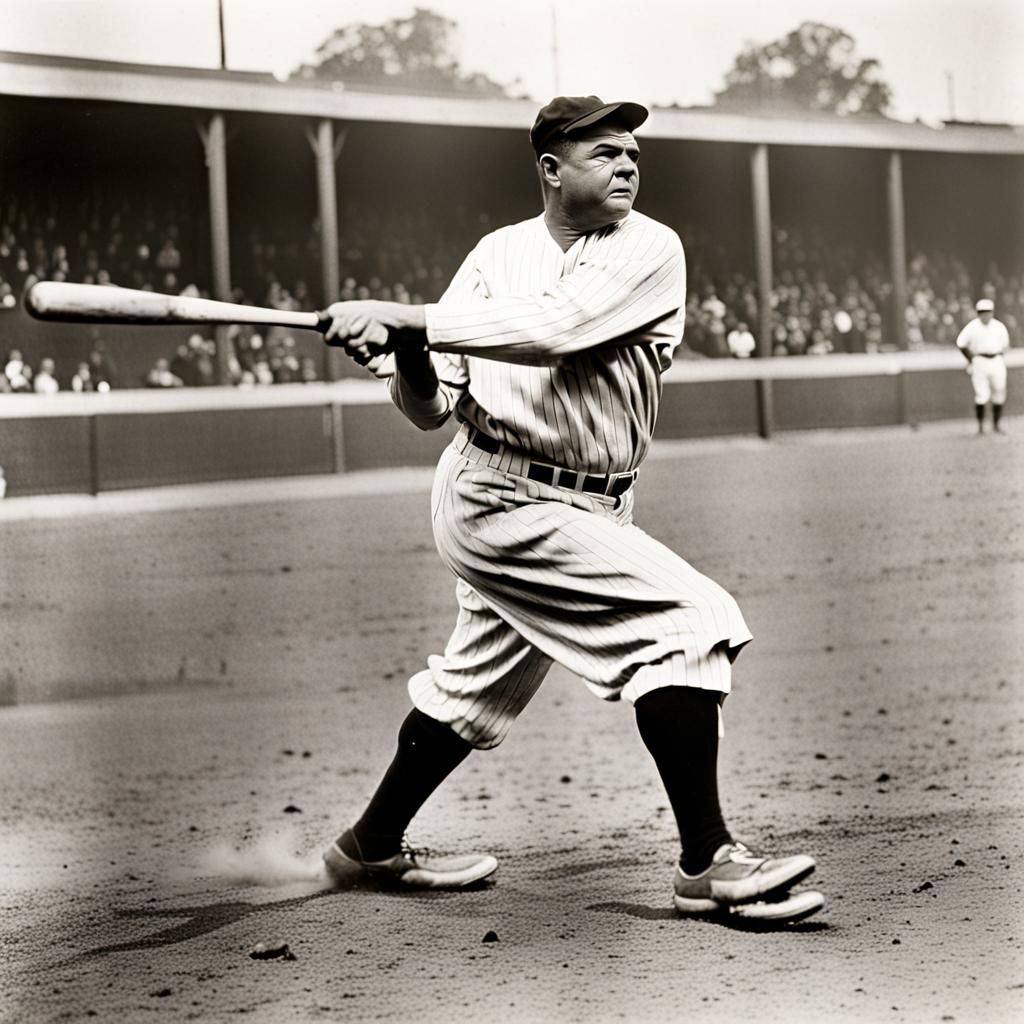 Babe Ruth playing baseball - AI Generated Artwork - NightCafe Creator
