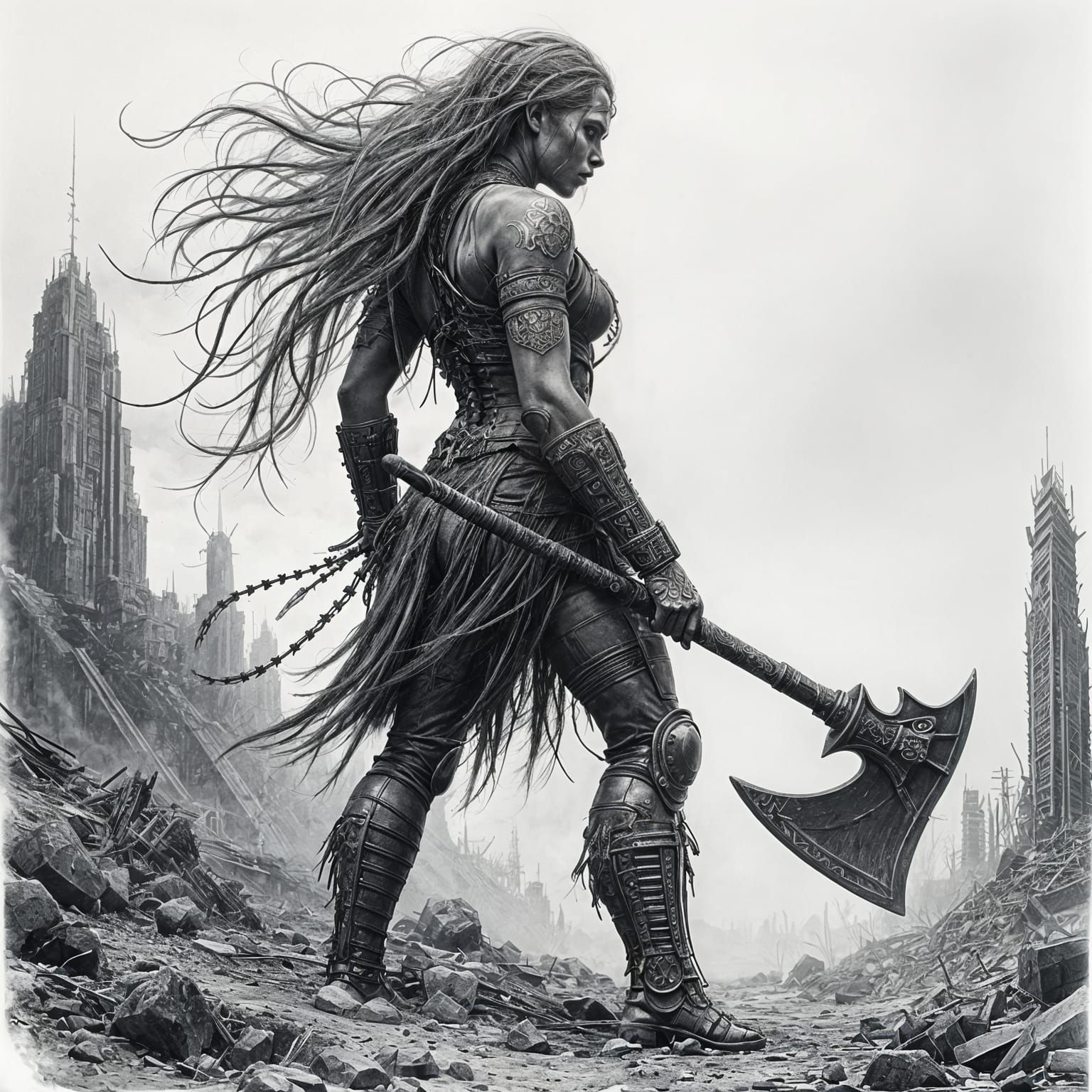 Cyborg Viking Queen - Cyborg Viking Queen in Post-Apocalypti...